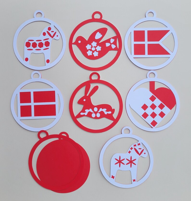 Danish Christmas Ornaments Set Svgs, Two Layered Cut Out Digital Files ...