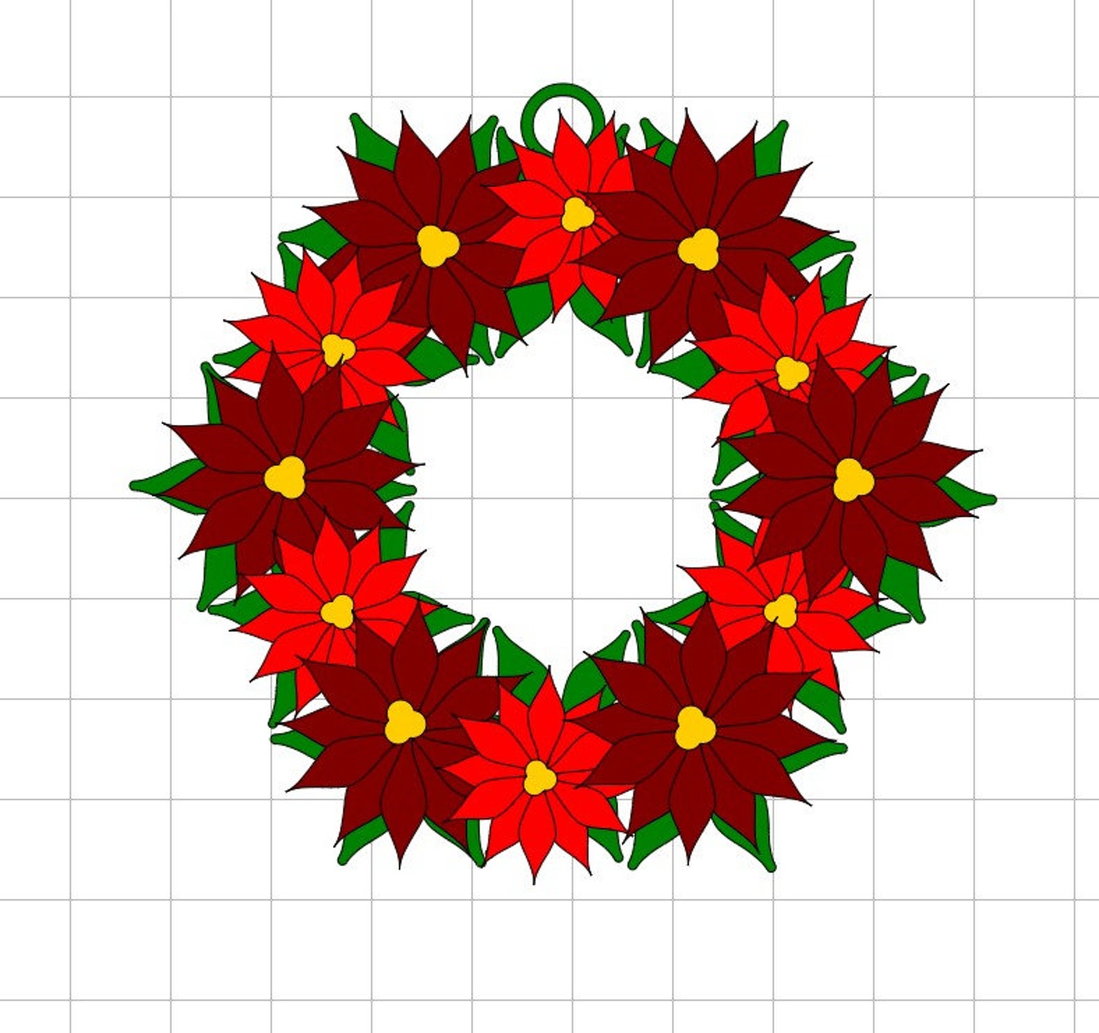 3D Paper Poinsettia Wreath SVG, Layered Digital File - Etsy