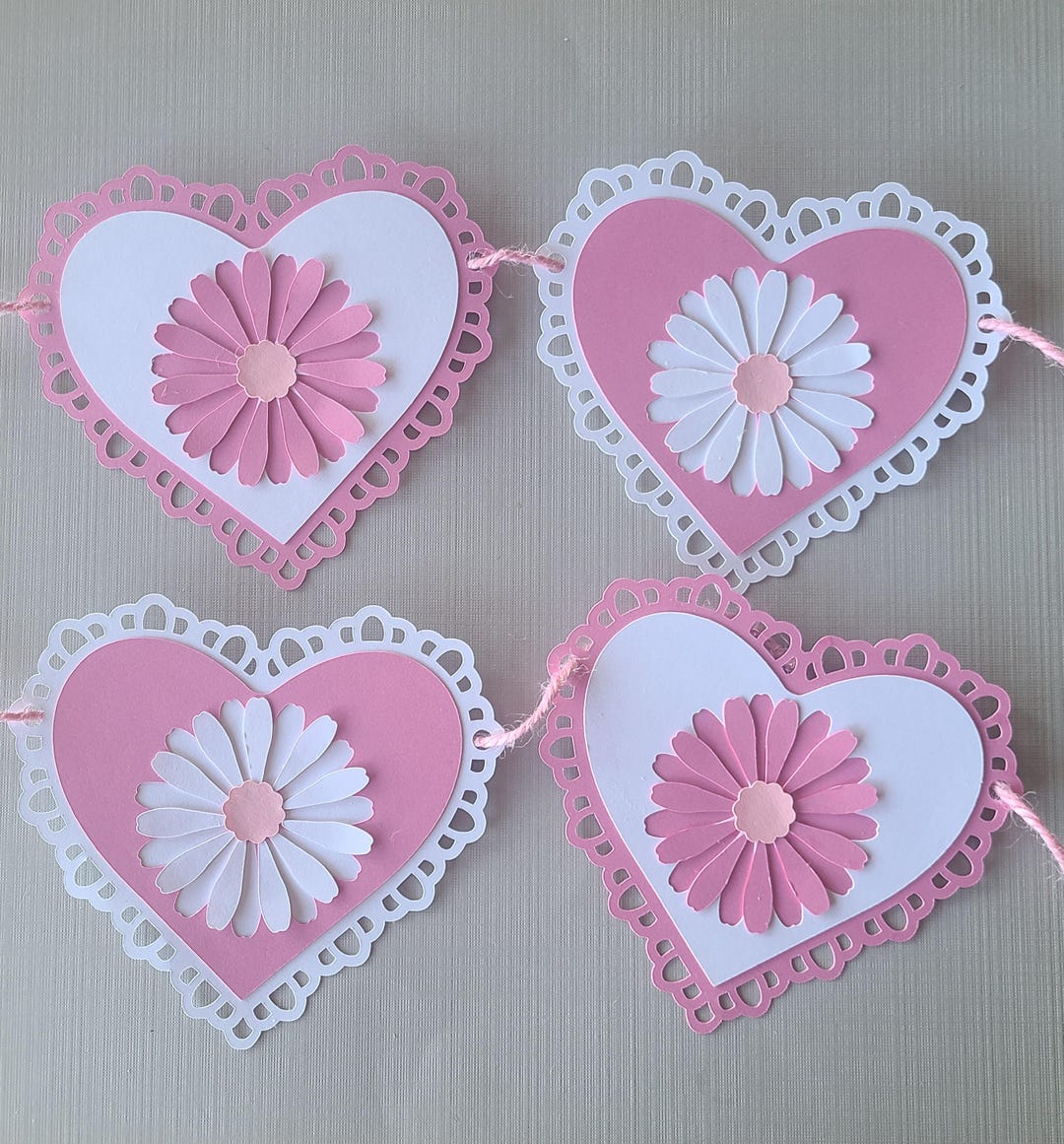 Valentines Daisy 3D Heart Banner SVG, Layered Digital Cut Files - Etsy