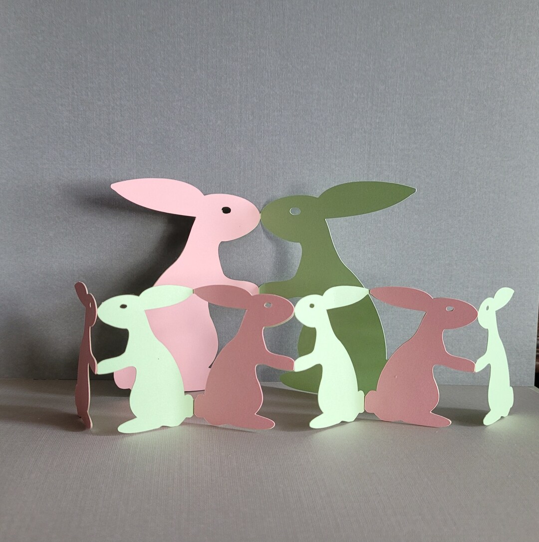 Dancing Rabbit Paper Chains SVG, Easter Decoration Digital Cut File for ...