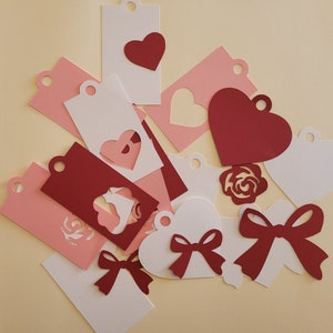 Valentines Gift Tag Collection Svgs, Set of 11 Heart, Rose and Bow Tag ...