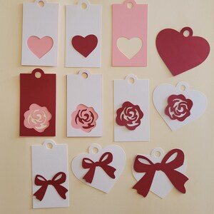 Valentines Gift Tag Collection Svgs, Set of 11 Heart, Rose and Bow Tag ...