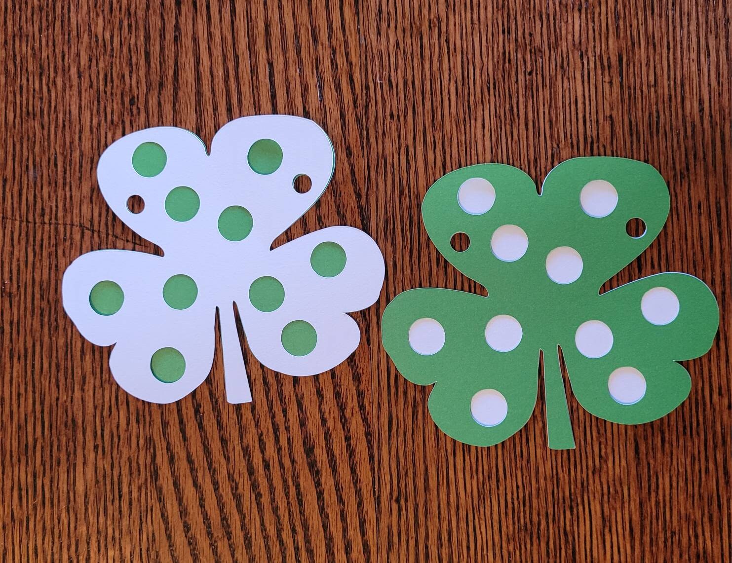 St. Patrick's Day Polka Dot Shamrock Garland SVG, Simple Two Layered ...