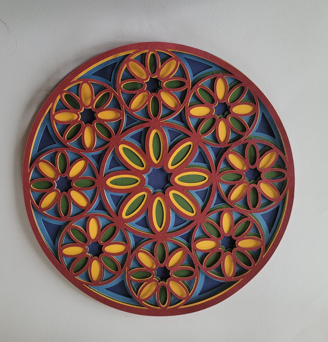 Round Flower Mandala SVG, Five Layered Digital Cut File for Cricut ...