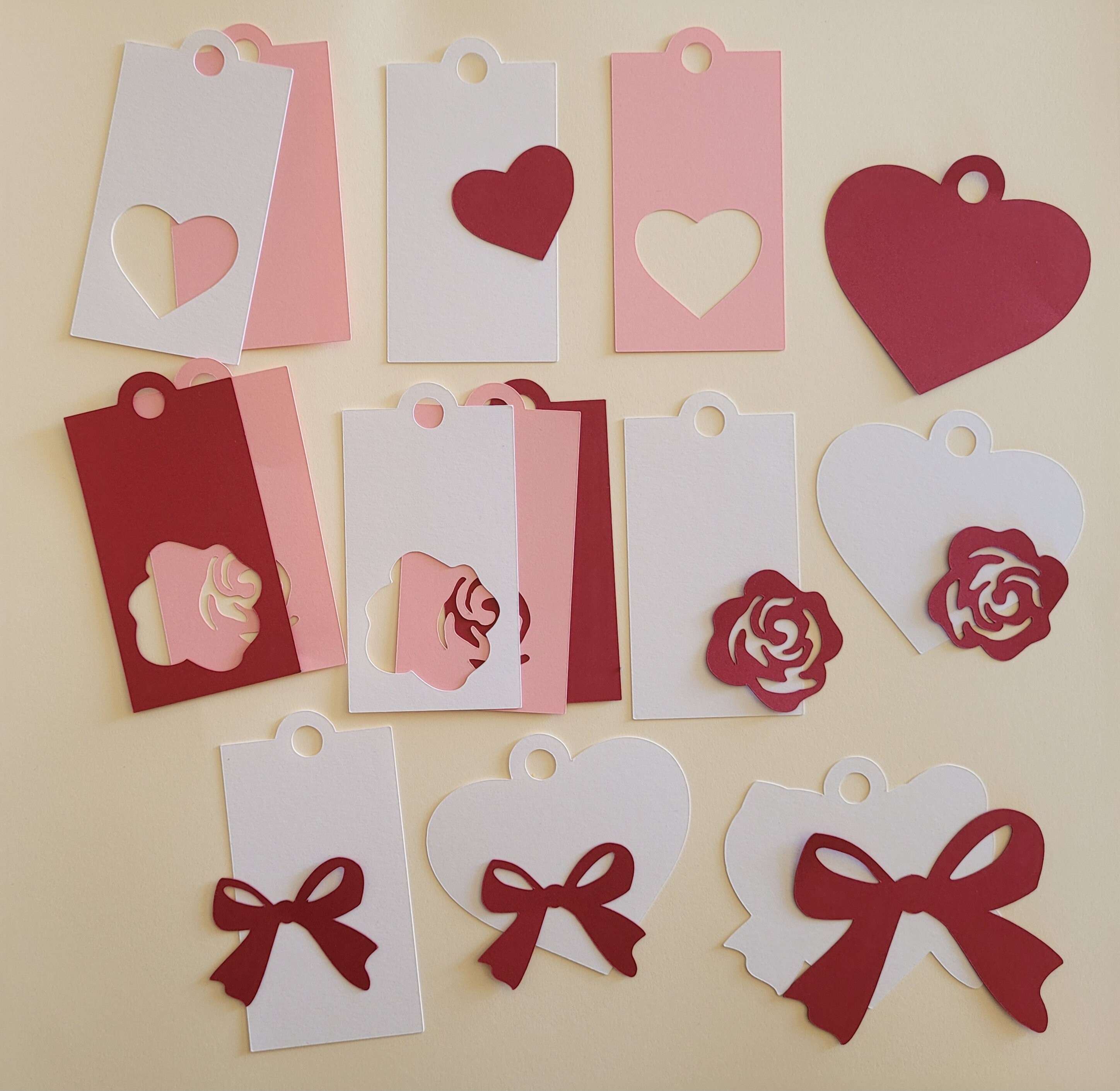 Valentines Gift Tag Collection Svgs, Set of 11 Heart, Rose and Bow Tag ...