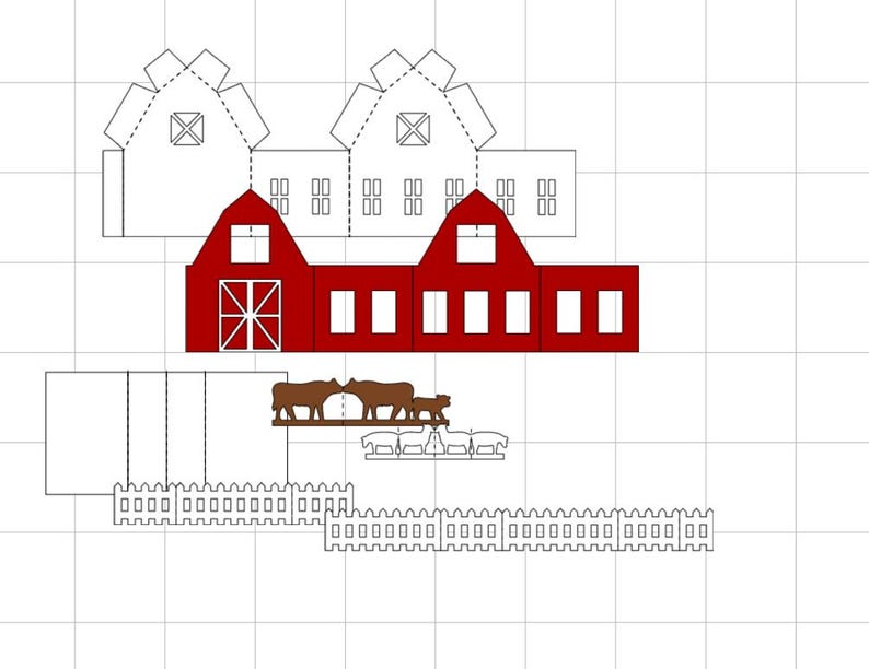3D Barn Set SVG, Cricut Digital Cut File - Etsy
