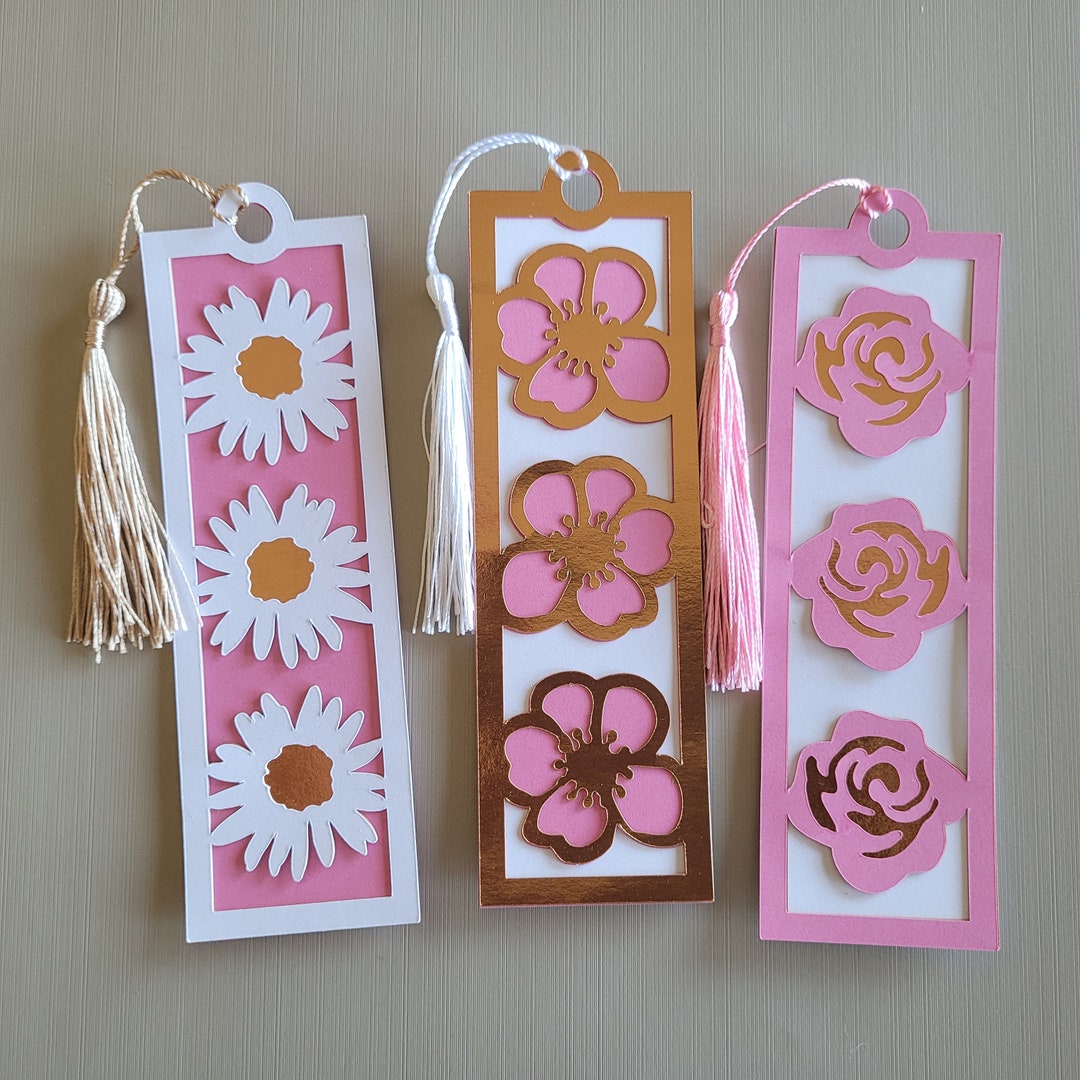 Flower Bookmark Set Svgs, Digital Three Layered Cutting Files for ...