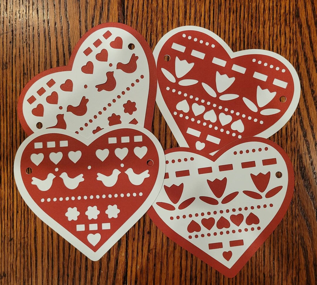 Danish Valentines Heart Garland SVG, Digital Two Layered Danish Hearts ...