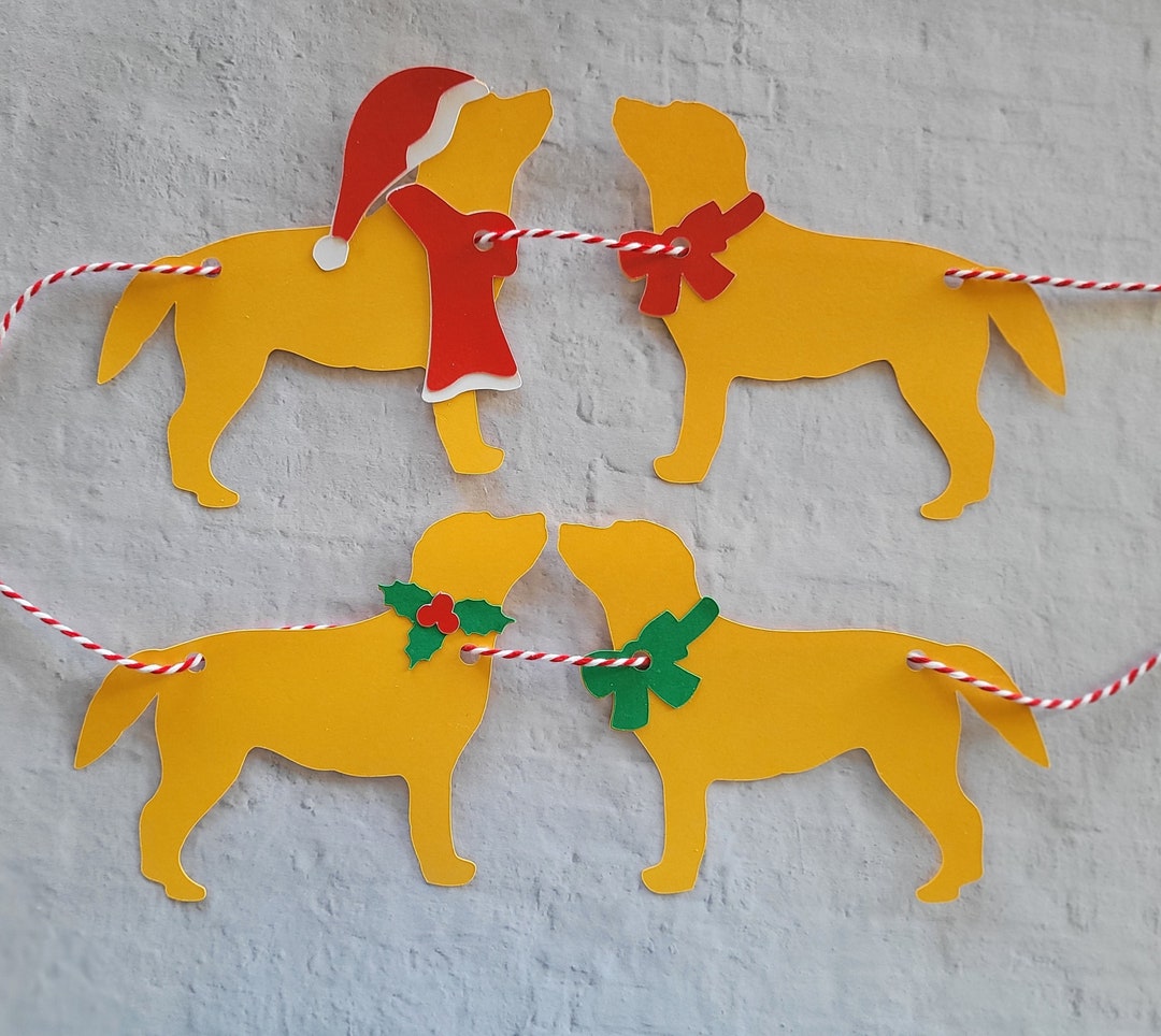 Labrador Retriever Dog Christmas Banner and Cut Outs SVG, Layered ...