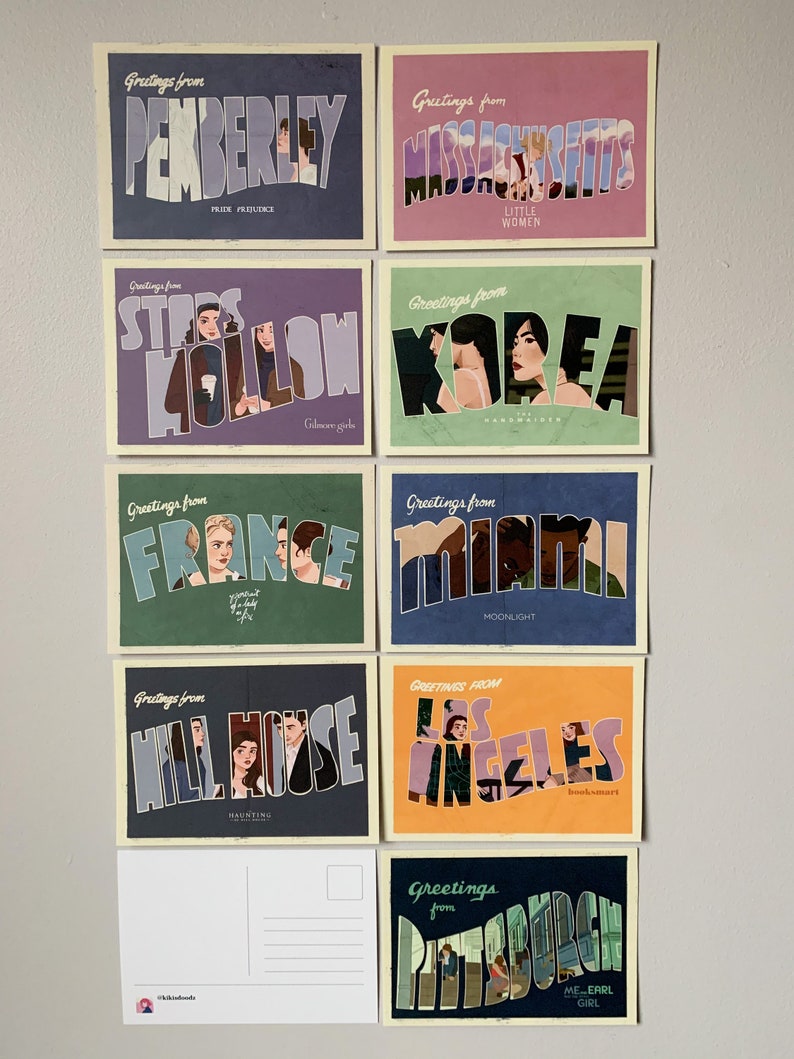 Movie and TV Illustrated Postcards | Etsy