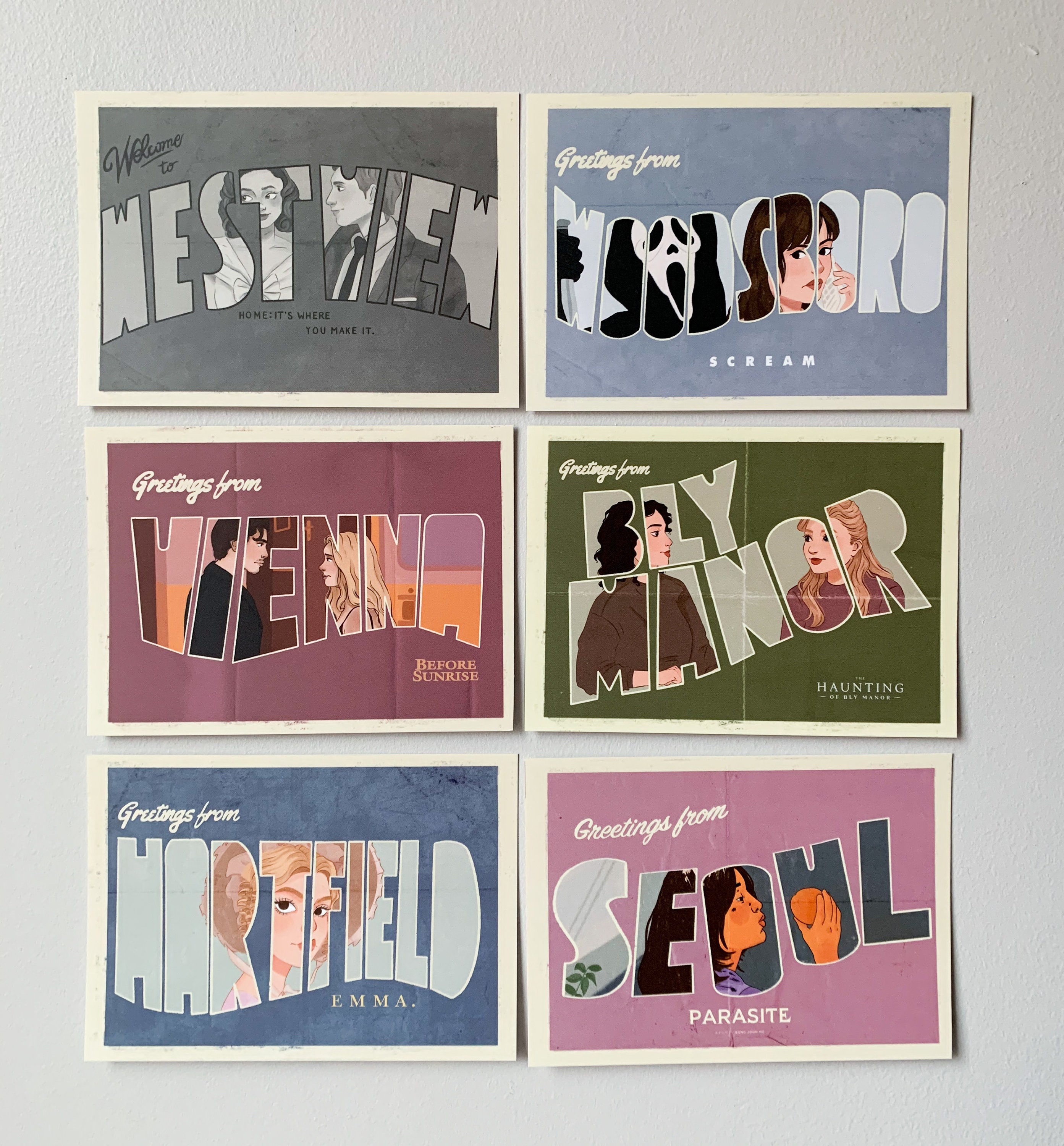 Movie and TV Illustrated Postcards - Etsy