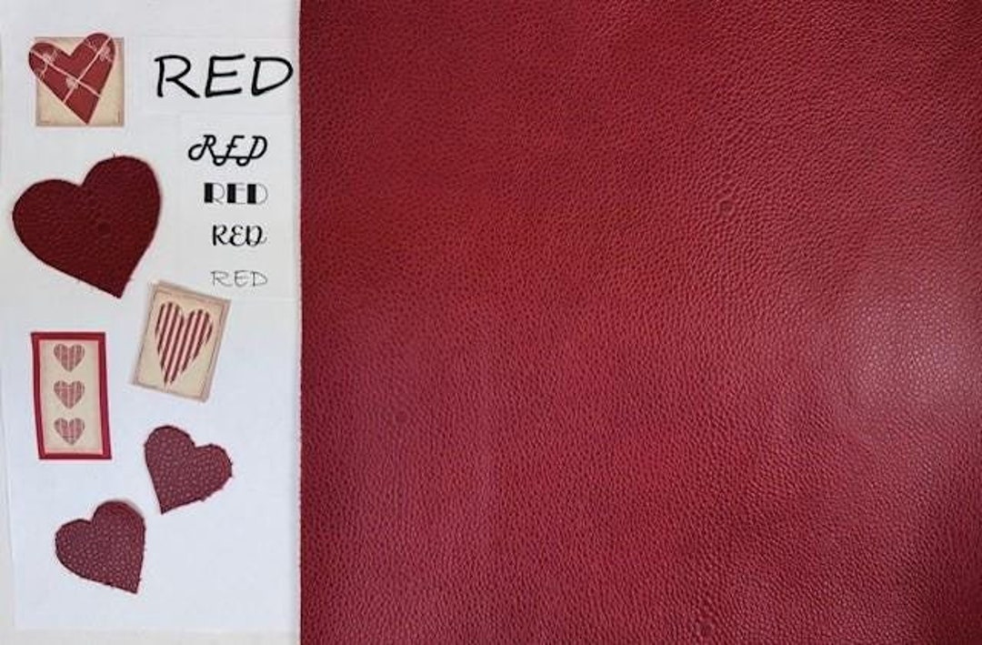 RED Embossed Leather With Shagreen Pebbled Graining, Pre-cut Pieces ...