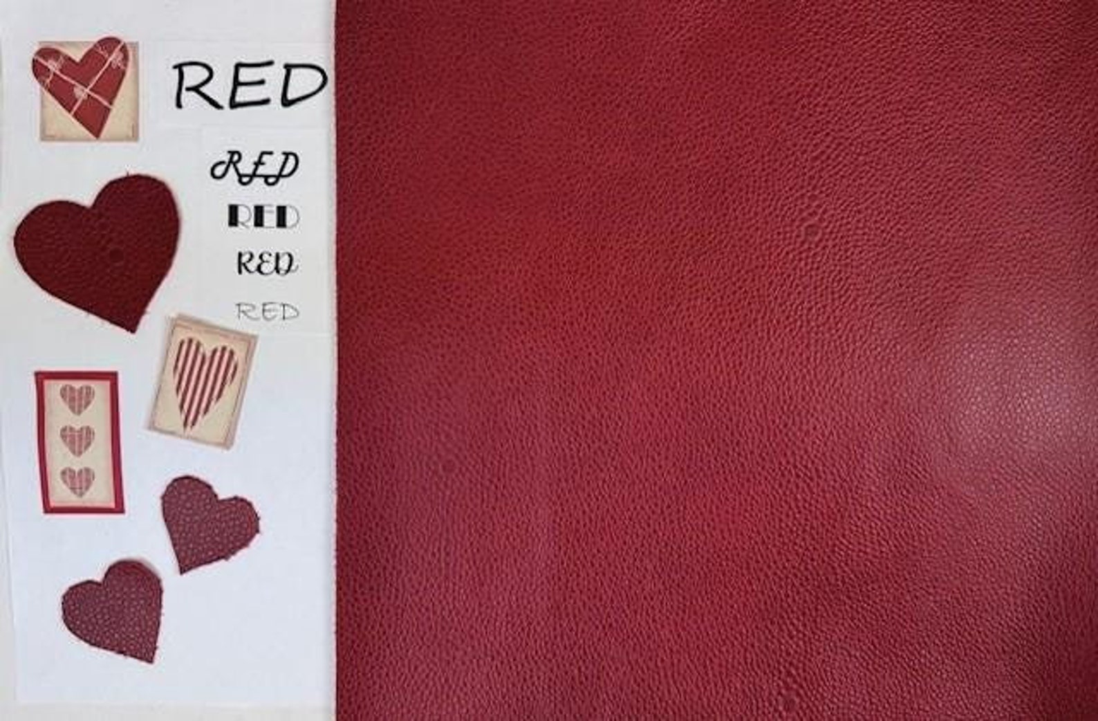 RED Embossed Leather With Shagreen Pebbled Graining, Pre-cut Pieces ...