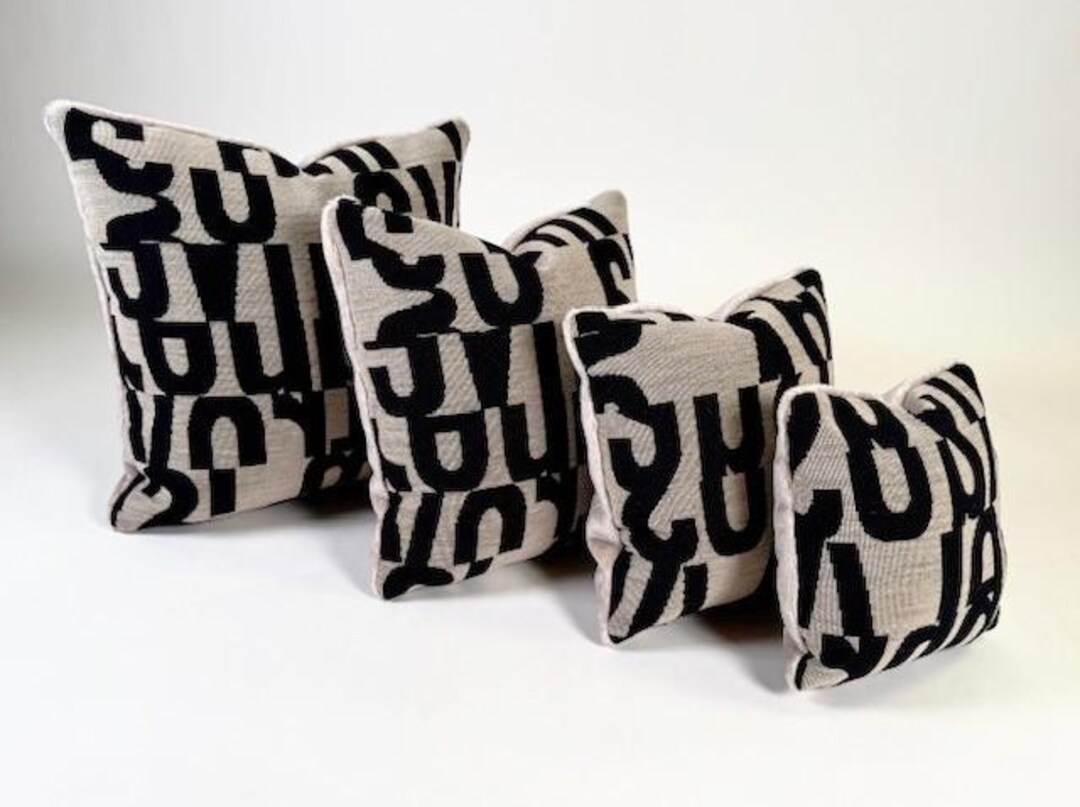Maharam Letters MINI Pillows, Classic Design in Black and Taupe on ...