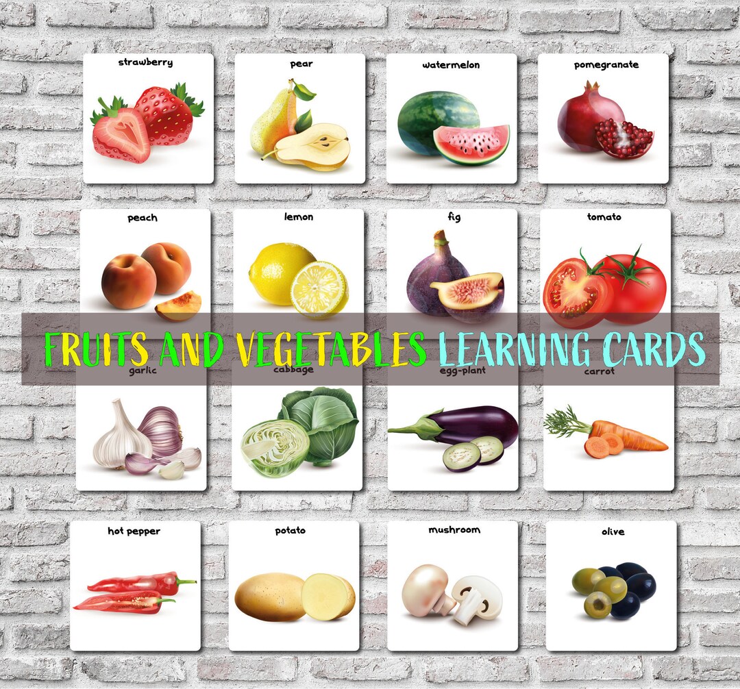 FRUITS VEGETABLE CARDS Preschool Learning Educational - Etsy