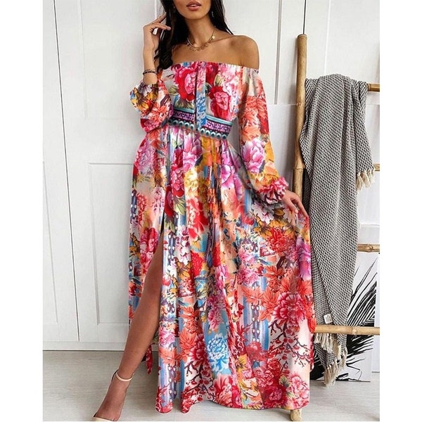 Print Maxi Dress - Etsy