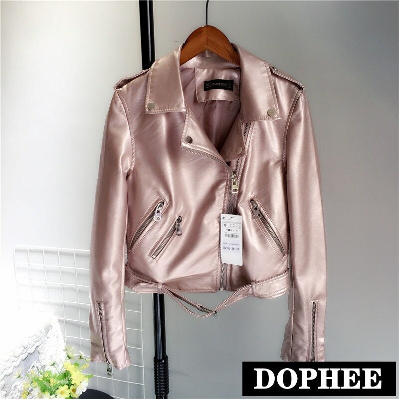 Metallic Bikers Jacket in Streetwear Vintage Style PU Leather - Etsy