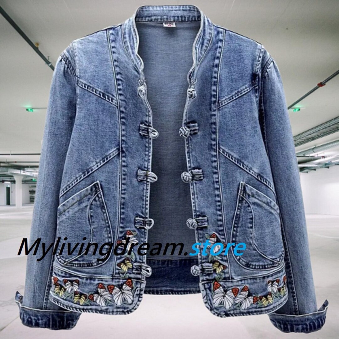 Butterfly Denim Jacket Lightweight Vintage Look - Etsy