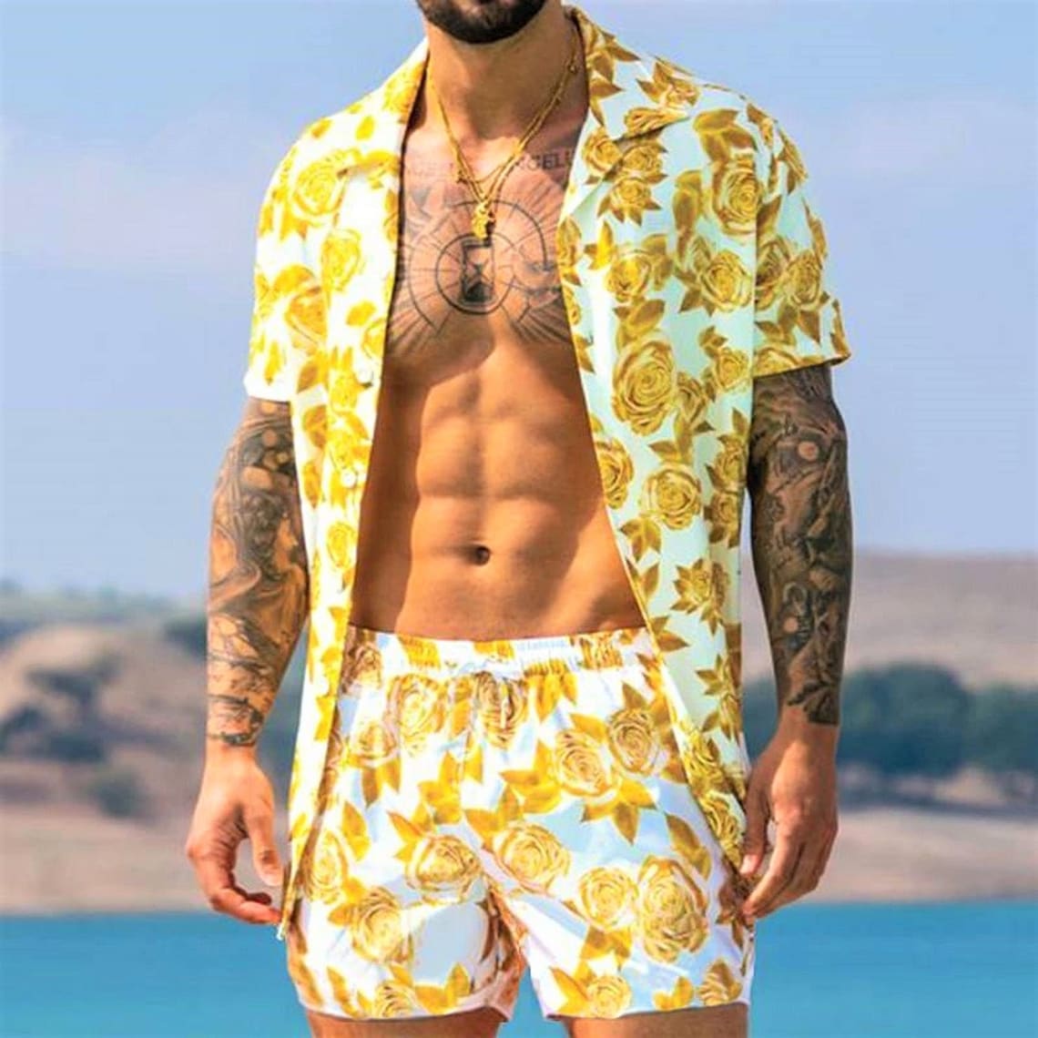 Camisa hawaiana para hombre y pantalones cortos Set 3 Estilos | Etsy