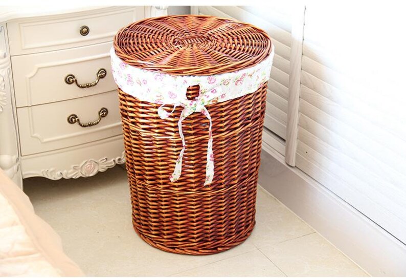 Round Laundry Basket Wicker Laundry Basket Laundry Basket | Etsy