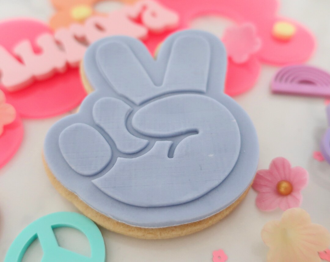 Hand Peace Sign Fondant Embosser/ Cutter: Groovy Cookie & Cake Decor - Etsy