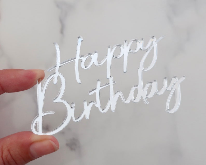 Mirror Happy Birthday - Cake Topper/ Cake Charm/ Traybake Topper, Party ...