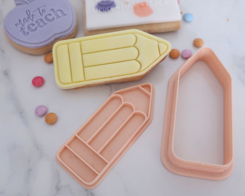 Pencil Cookie Cutter & Fondant Stamp/ Education/ School - Etsy UK