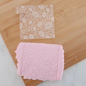 Lips & Hearts Pattern Fondant Texture Tile Fondant Debosser, Fondant ...