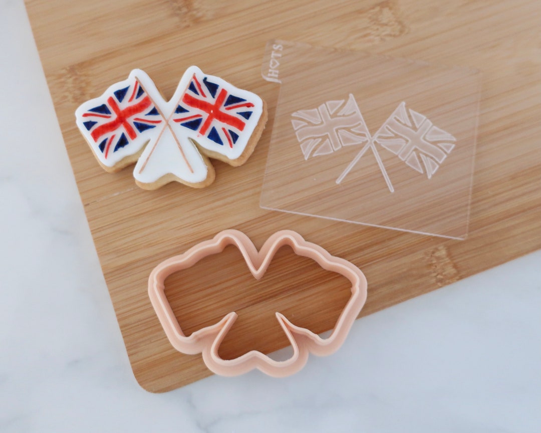 Union Jack Flags Fondant Deboss Raised Embosser Stamp/ Cookie Cutter ...