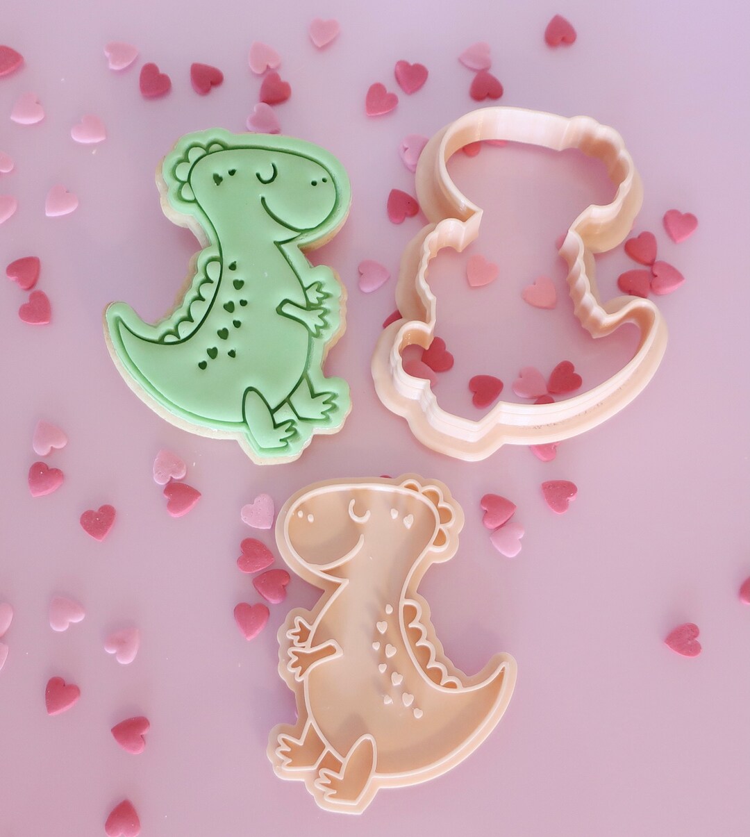 Cute T-rex Dinosaur With Hearts - Cookie/ Fondant Cutter / Stamp - Baby ...