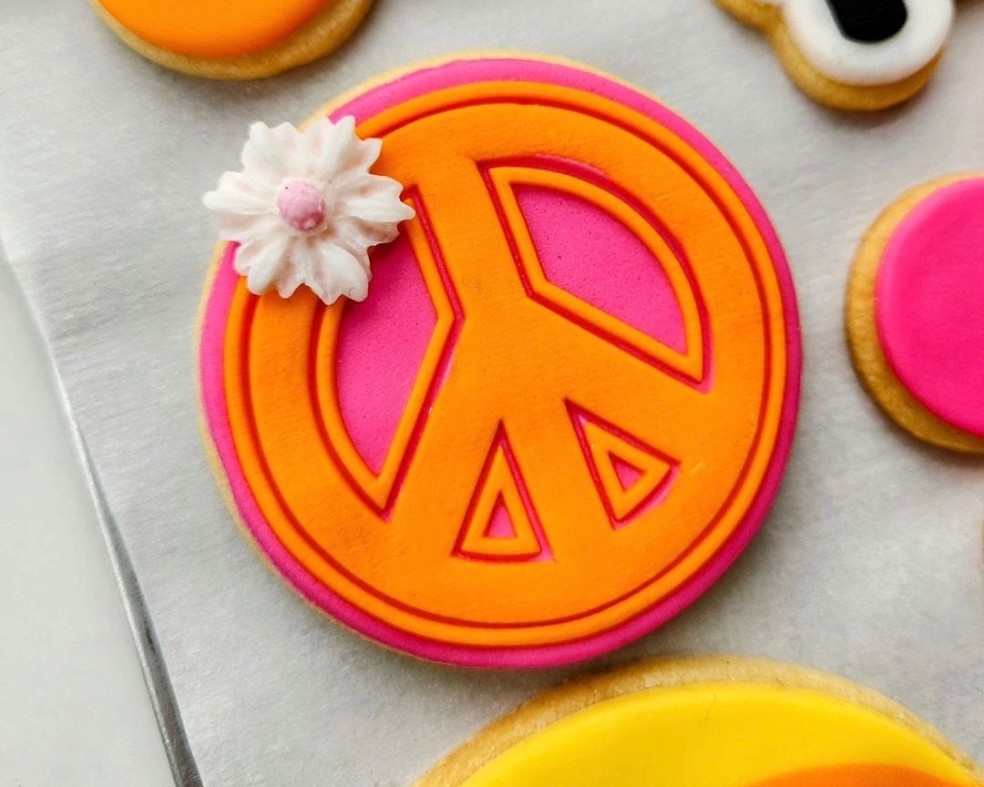 Peace Sign Fondant Embosser: Groovy Cookie & Cake Decor - Etsy