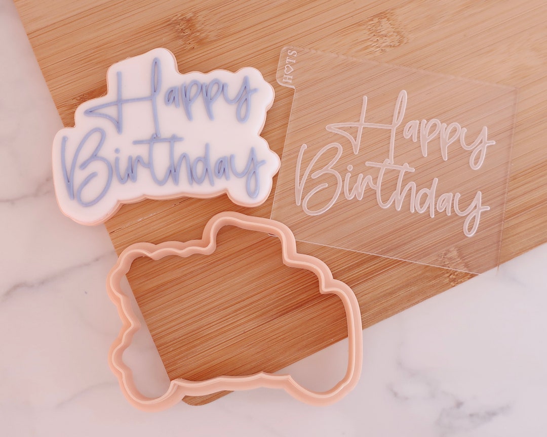 Large Happy Birthday Fondant Embosser & Cookie Cutter Party, Birthday ...