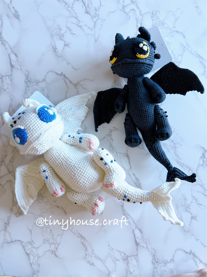 Toothless and Light Fury Inspired Crochet Doll/amigurumi Toothless ...