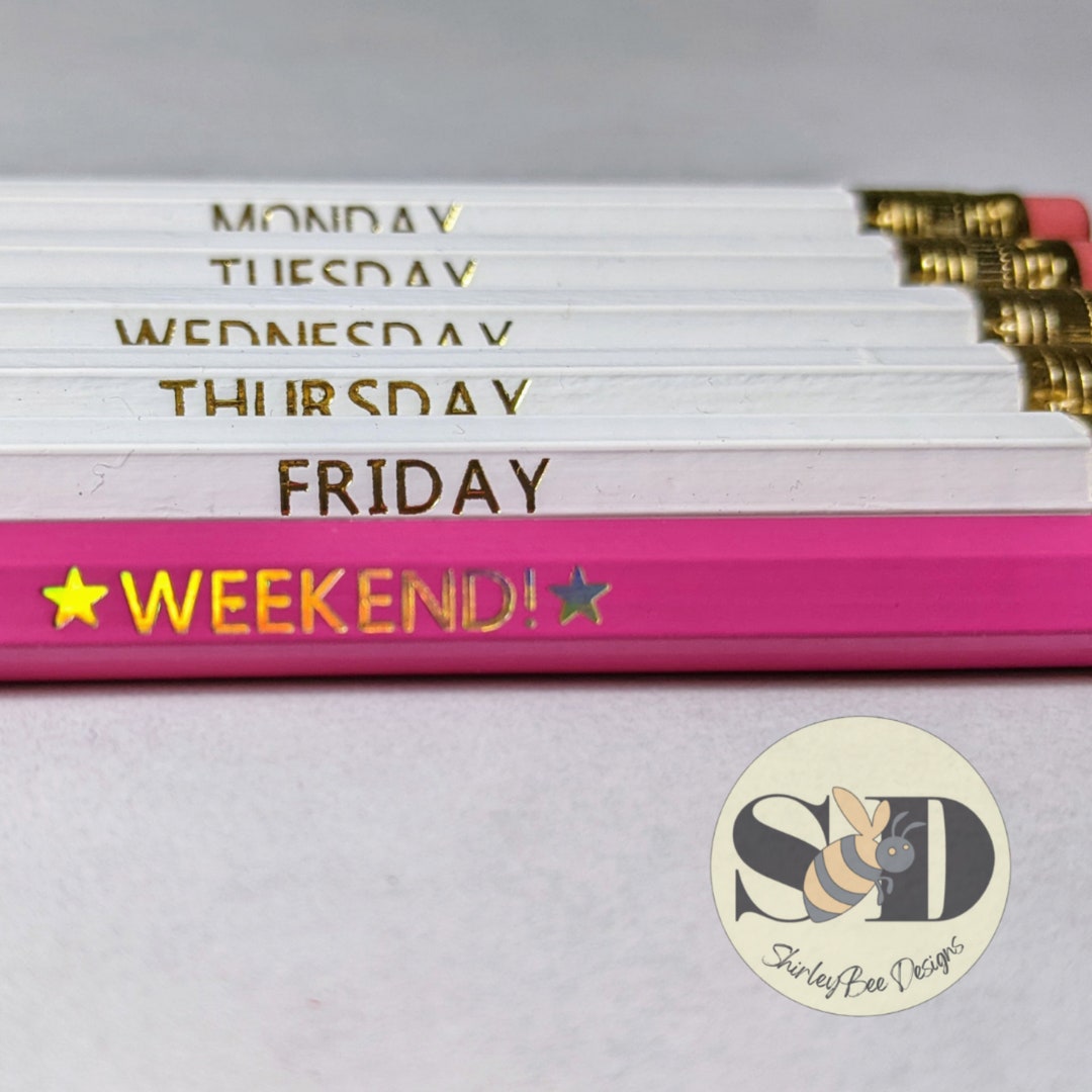 Days of the Week Pencil Set Six HB2 Pencils - Etsy