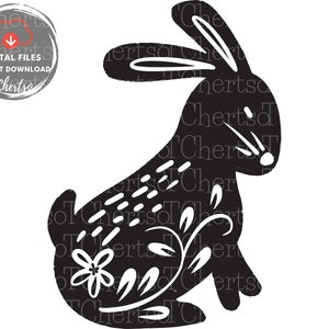 Floral Rabbit Silhouette SVG Floral Bunny SVG Spring Svg - Etsy