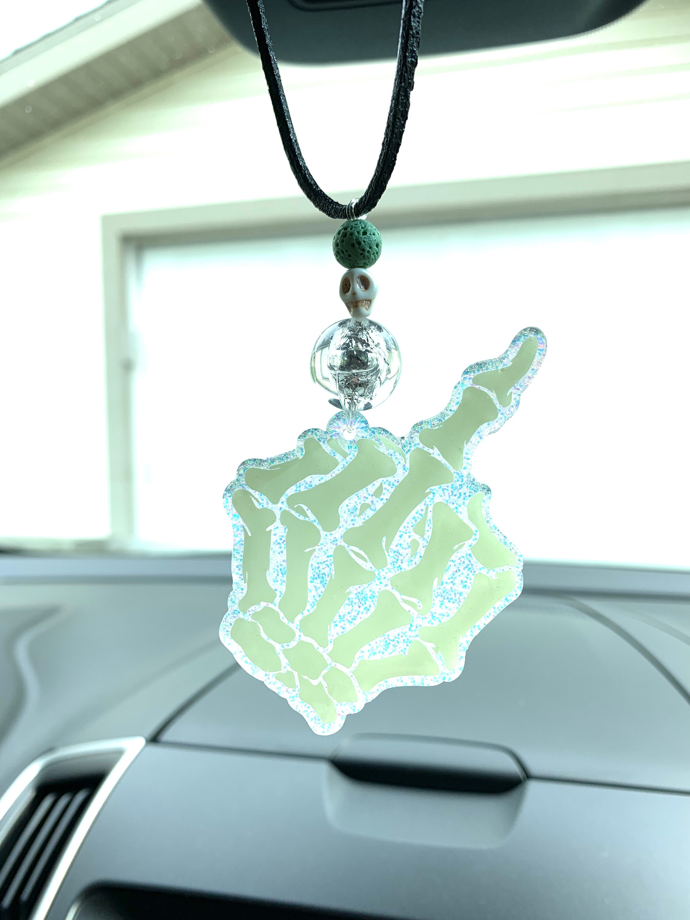 Middle Finger Skeleton Hand Rear View Mirror Charm Glow in - Etsy Portugal