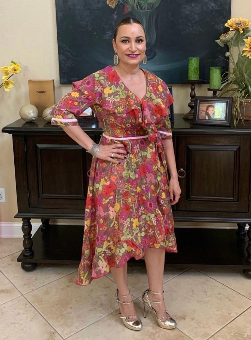 Haidee Floral Silk Cotton Voile High Low Flounce Wrap Dress - Etsy