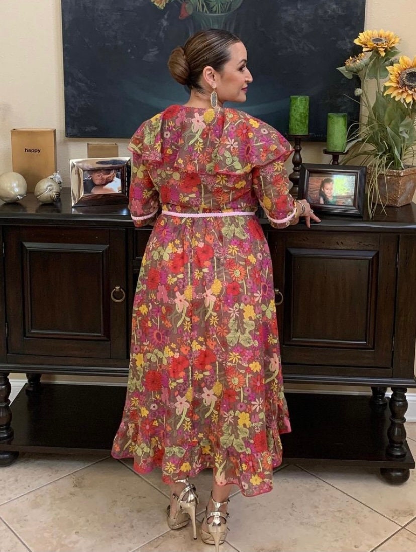 Haidee Floral Silk Cotton Voile High Low Flounce Wrap Dress - Etsy