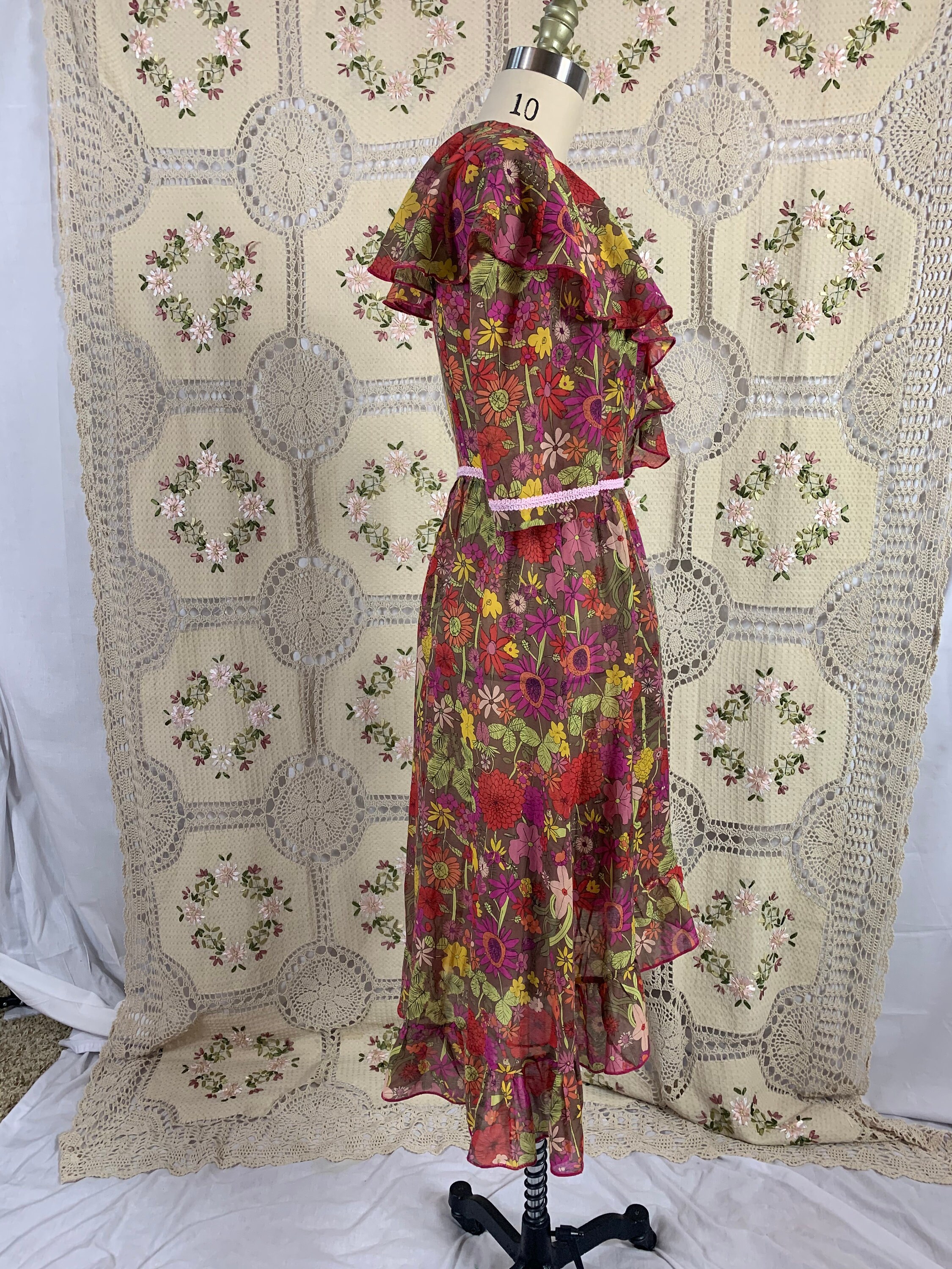 Haidee Floral Silk Cotton Voile High Low Flounce Wrap Dress - Etsy