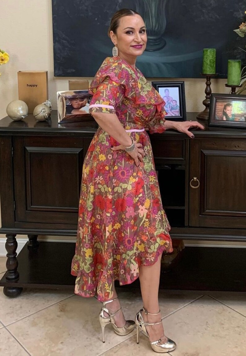 Haidee Floral Silk Cotton Voile High Low Flounce Wrap Dress - Etsy