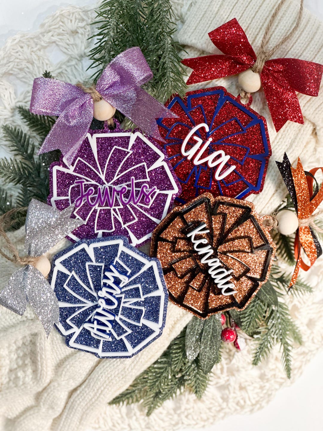 Cheerleader Christmas Ornament | Personalized Cheerleader Pom Pom ...