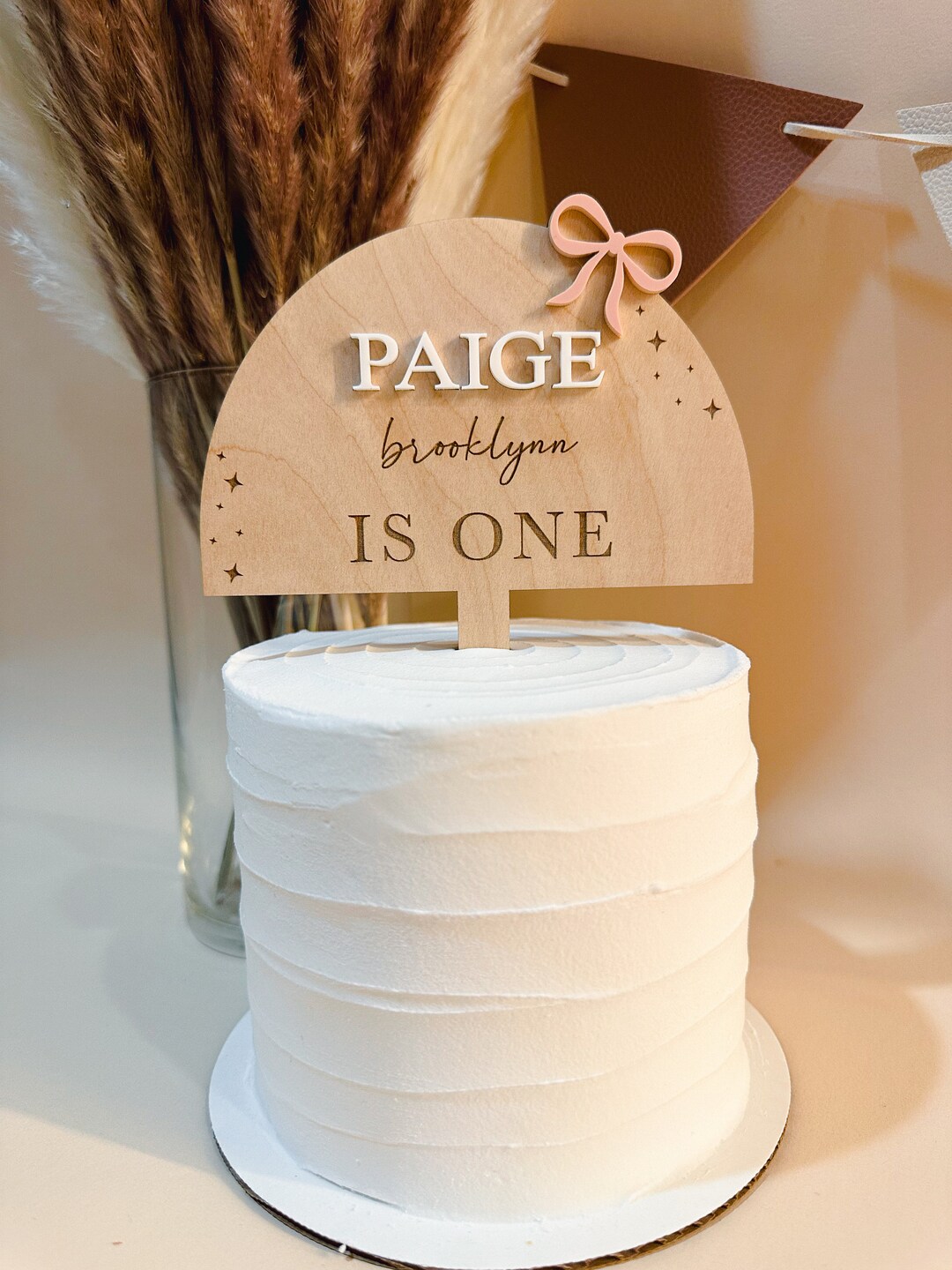 Coquette Bow Cake Topper | Boho Bow Cake Topper | First Birthday ...