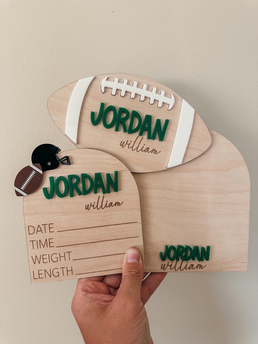Football Baby Announcement Sign With Birth Stats | Wood Sign for ...