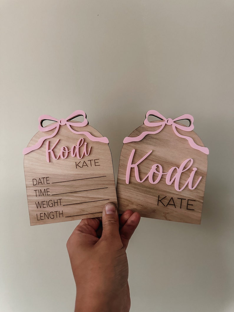 Name Announcement Sign | Hospital Name Sign | Coquette Bow Baby Name ...