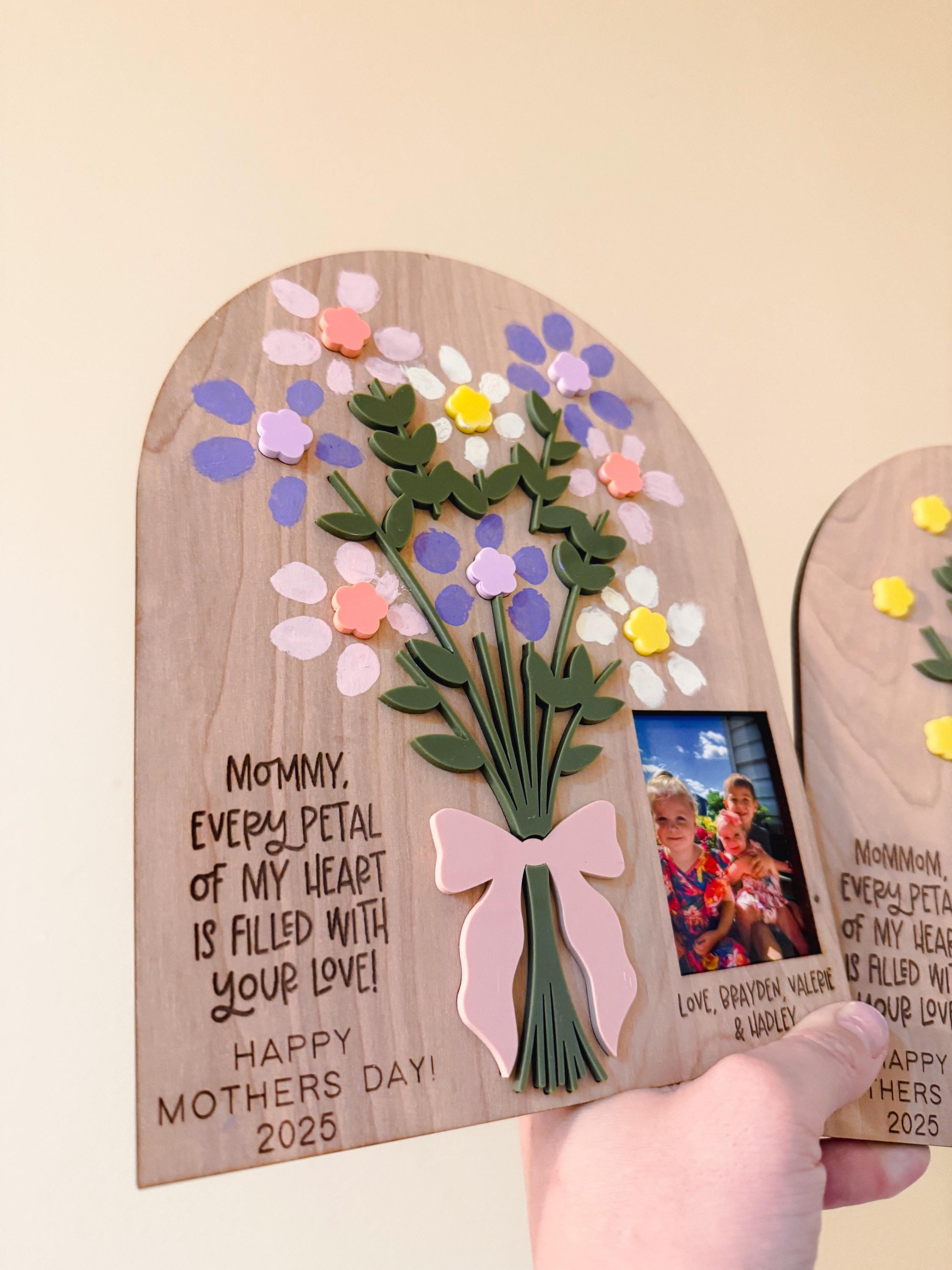DIY Flower Bouquet Fingerprint Sign | Mother's Day Sign | Gifts for Mom ...