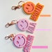 Personalized Backpack Tags Retro Smiley Keychain Keychains Acrylic Name ...