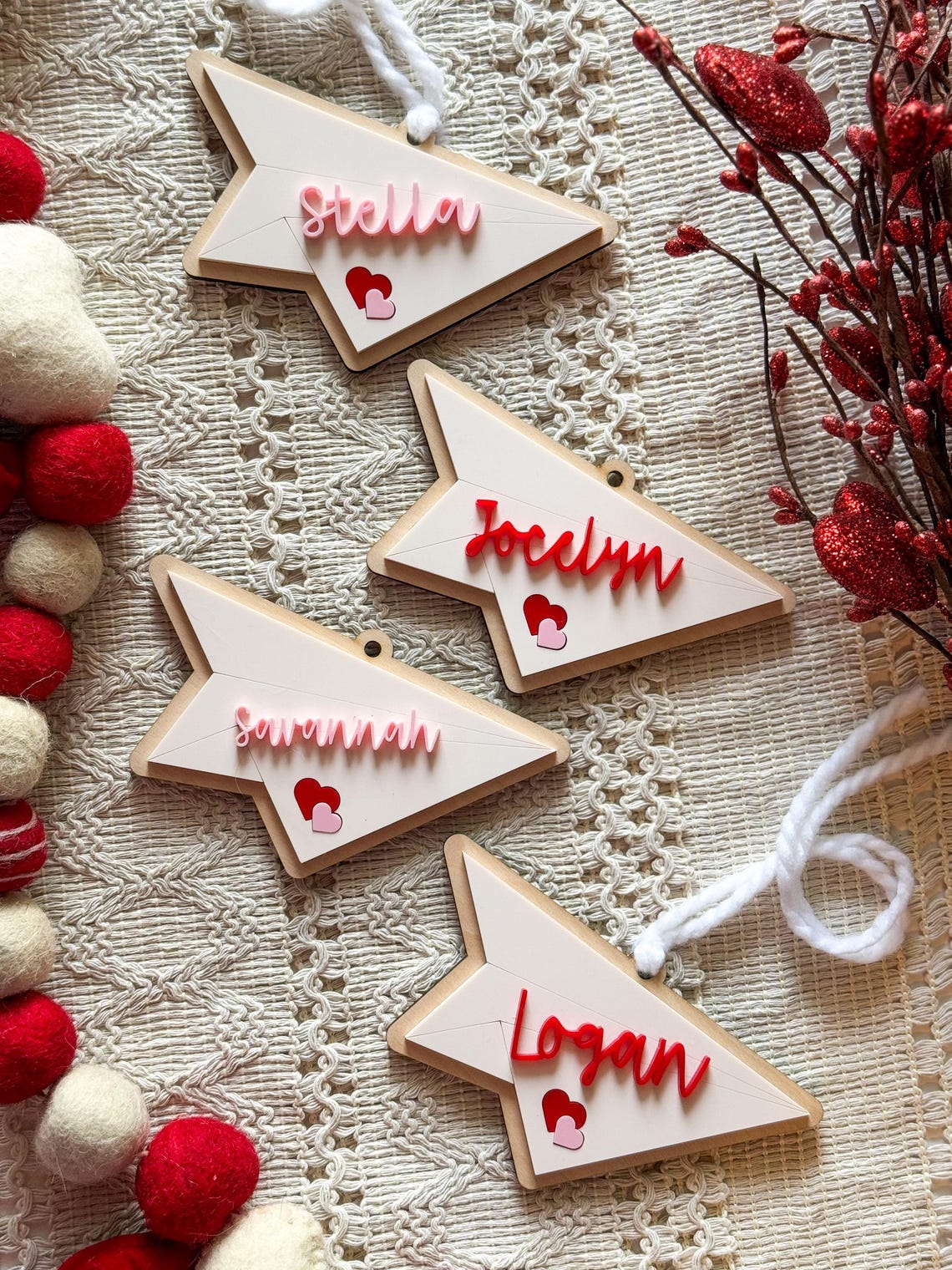 Paper Airplane Valentines Day Tag | Kids Gift Tag | Acrylic Name Tag ...
