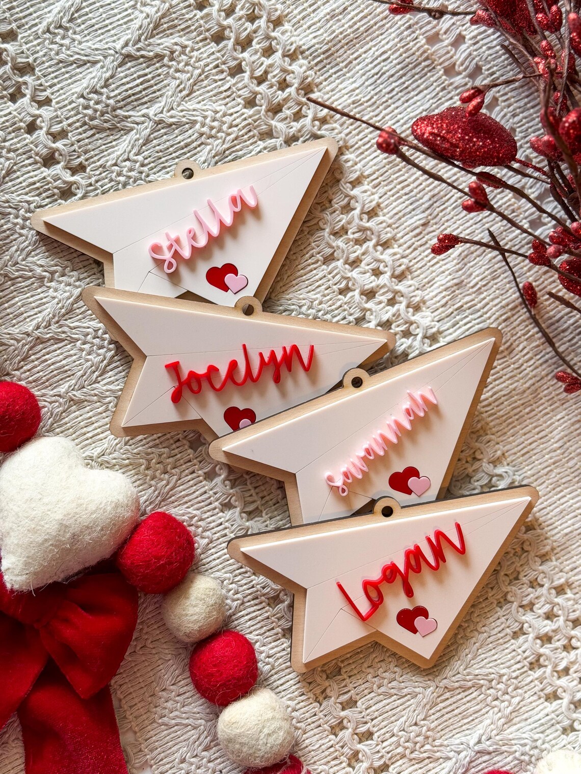 Paper Airplane Valentines Day Tag | Kids Gift Tag | Acrylic Name Tag ...