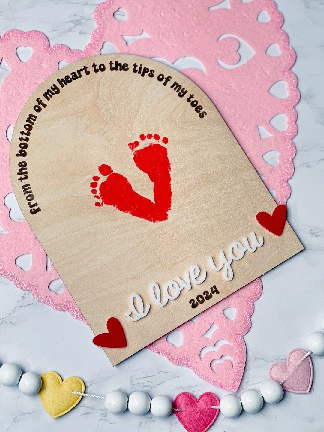 Valentines Day Footprint Sign Keepsake Valentines Day Valentines for ...