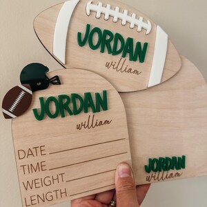 Football Baby Announcement Sign With Birth Stats | Wood Sign for ...